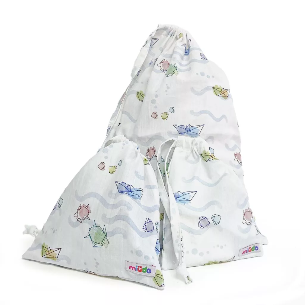 Saco Organizador Infantil Multiuso - Origami - Kit com 3 - Miüdo Design